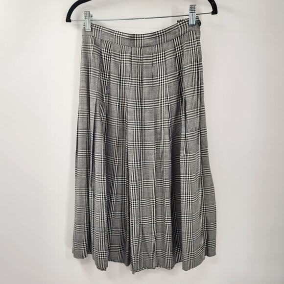 Talbots | Skirts | Talbots Black And White Plaid Midi Skirt Womens ...